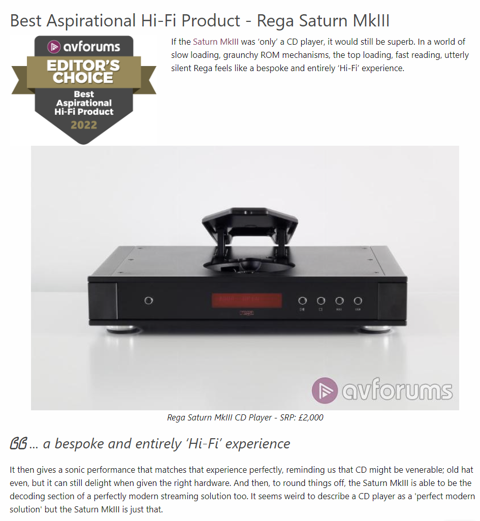 Saturn MK3 Wins AV Forums Best Aspirational Hi-Fi product of 2022 ...