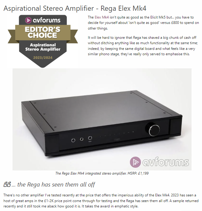 The Elex Mk4 wins Product of the Year and Aspirational Stereo Amplifier 2023. - Rega News & Events