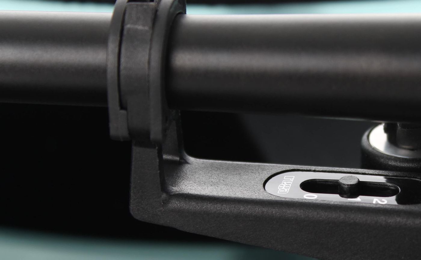 Rega RB220 precision crafted tonearm with extremely low friction levels